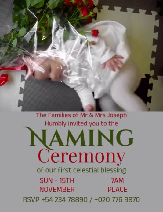Grey Joyful Naming Ceremony Flyer (us Letter) Template | PosterMyWall
