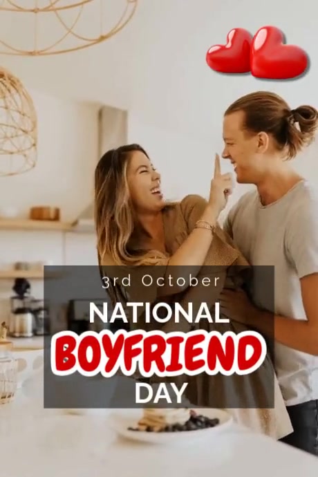 Grey Joyful National Boyfriend Day Poster Template | PosterMyWall