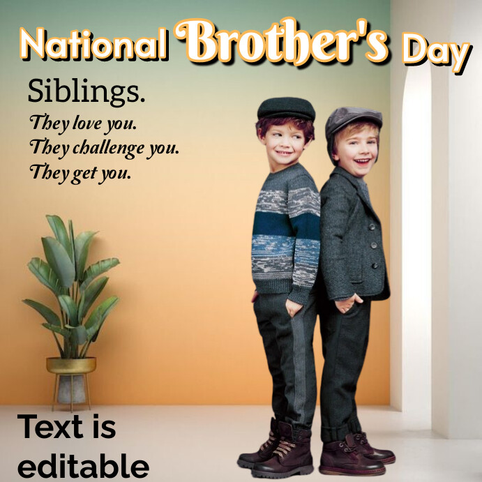 Plantilla de Grey Joyful National Brothers Day Template I | PosterMyWall