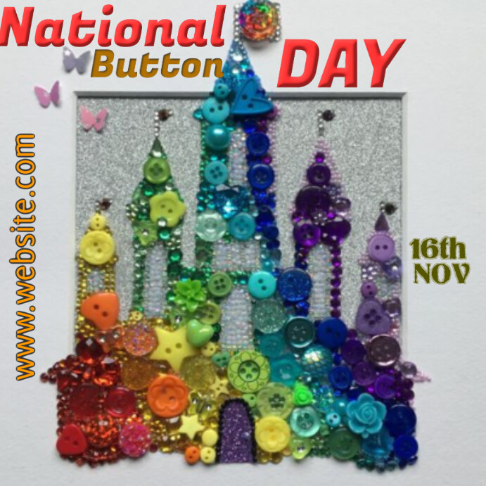 Grey Joyful National Button Day Flyer Instagram Post Template ...