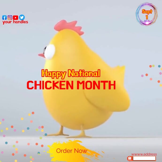 Grey Joyful National Chicken Month Instagram Templat | PosterMyWall