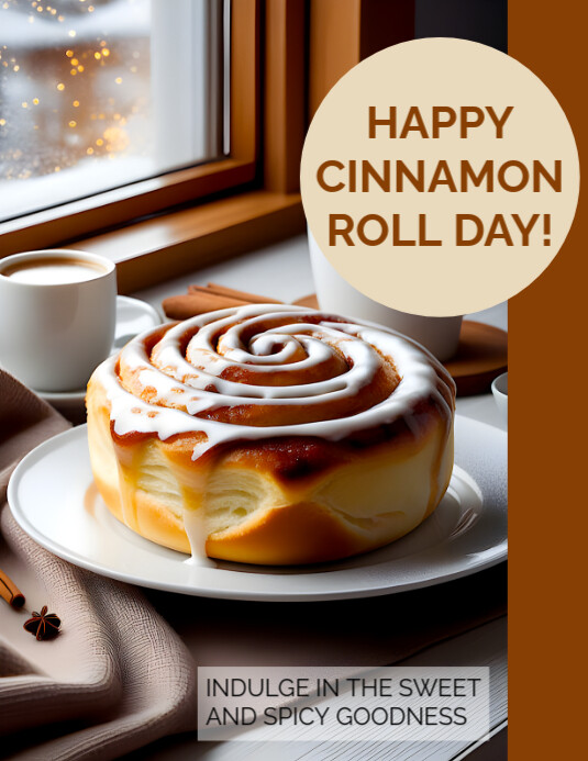 Grey Joyful National Cinnamon Roll Day Flyer (us Letter) Template ...