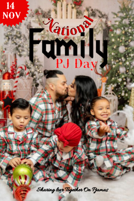 Plantilla de Grey Joyful National Family Pj Day Flyer Pinterest Graphic | PosterMyWall