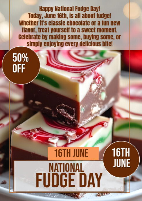 Modèle Grey Joyful National Fudge Day Celebration A4 | PosterMyWall