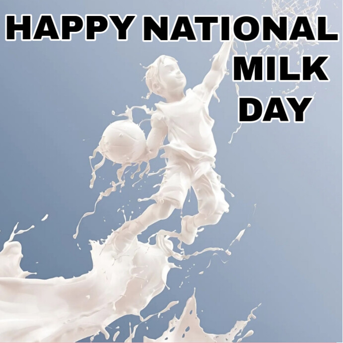 Grey Joyful National Milk Day Instagram Post Template | PosterMyWall