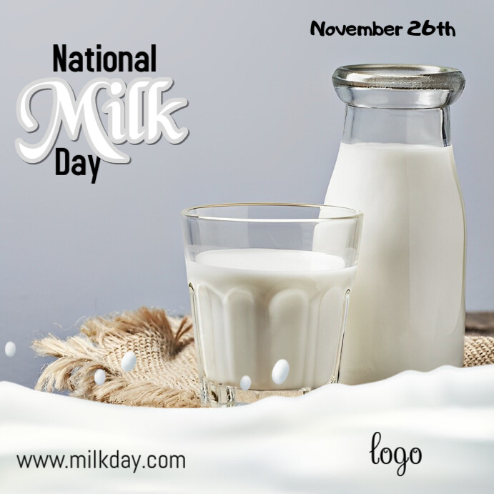 Grey Joyful National Milk Day Instagram Post Template | PosterMyWall