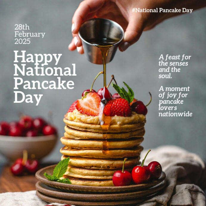 Copy of Grey Joyful National Pancake Day Instagram Post | PosterMyWall
