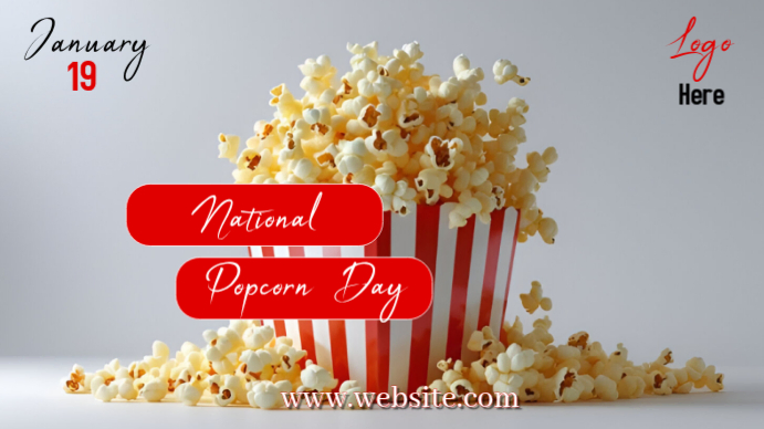 Grey Joyful National Popcorn Day Youtube Thumbnail Template | PosterMyWall