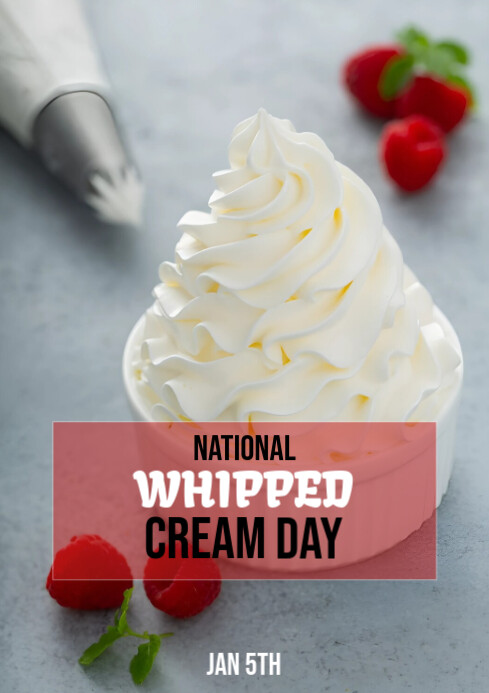 Grey Joyful National Whipped Cream Day A4 Template | PosterMyWall