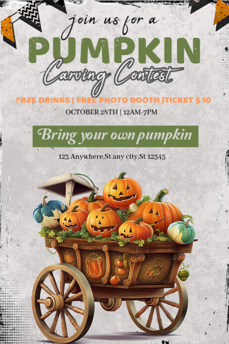 Copy of Grey Joyful Pumpkin Carving Poster | PosterMyWall