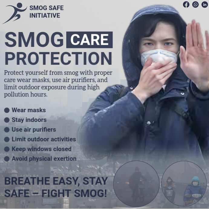 Grey Joyful Smog Care Instagram Post Template | PosterMyWall