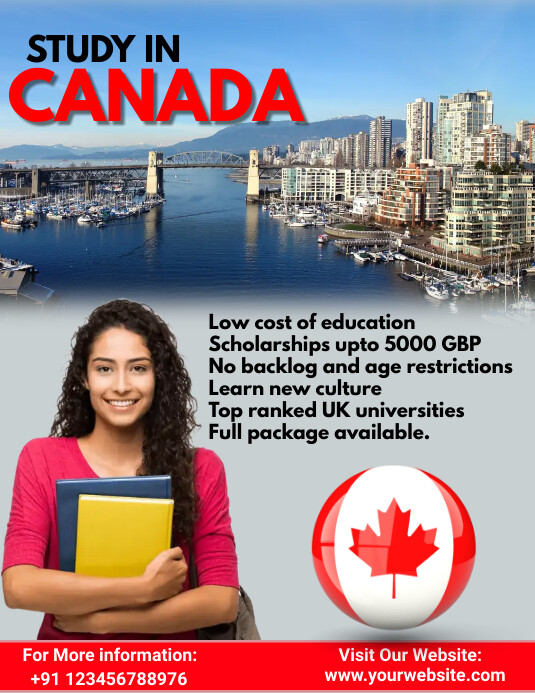 Copy of Grey Joyful Study In Canada Flyer (us Letter) | PosterMyWall