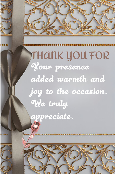 Grey Joyful Thank You Card Poster Templat | PosterMyWall