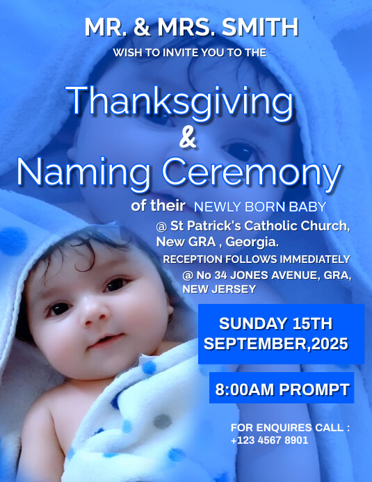 Copy of Grey Joyful Thanksgiving And Naming Ceremony | PosterMyWall