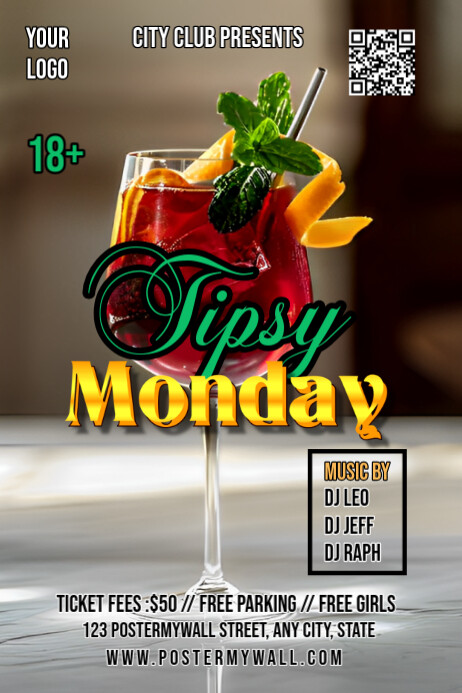Copy of Grey Joyful Tipsy Monday Poster | PosterMyWall