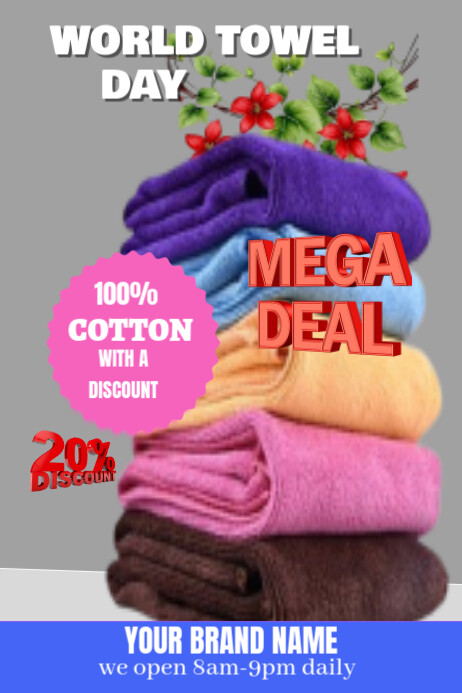 Grey Joyful Towel Day Poster Template | PosterMyWall