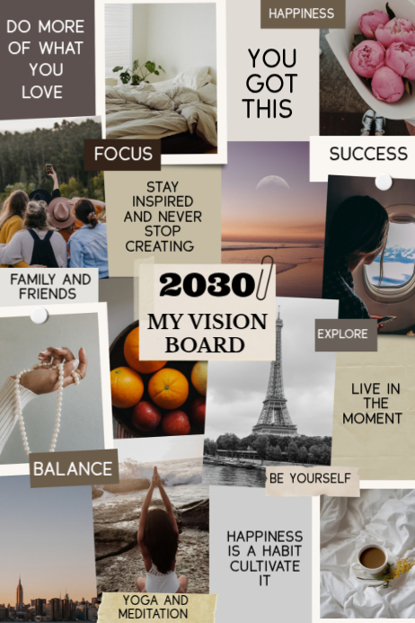 Plantilla de Grey Joyful Vision Board Poster | PosterMyWall