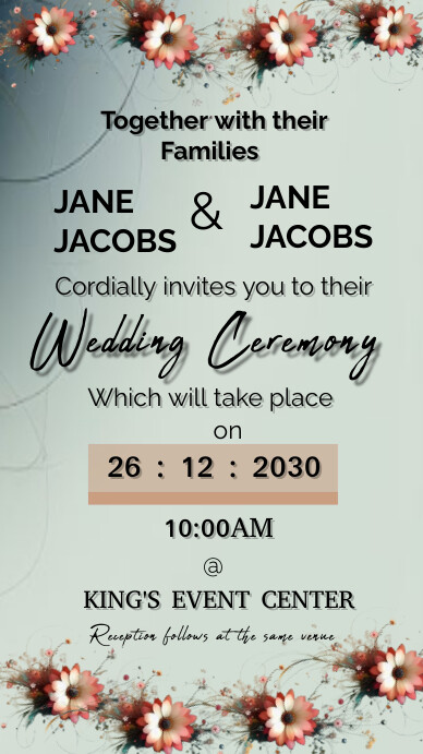 Plantilla de Grey Joyful Wedding Invitation Card Digital | PosterMyWall