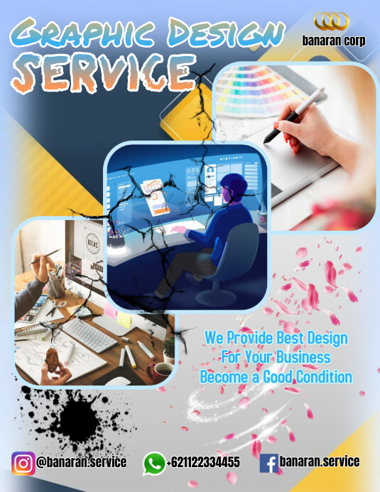 Plantilla de Grey Kolase Graphic Design Service Pamflet (l | PosterMyWall