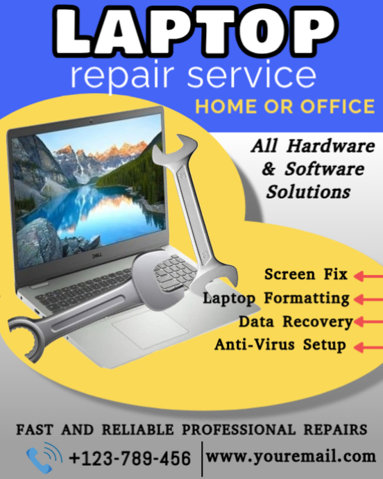 Grey Laptop Repair Service Instagram Portrait Template | PosterMyWall