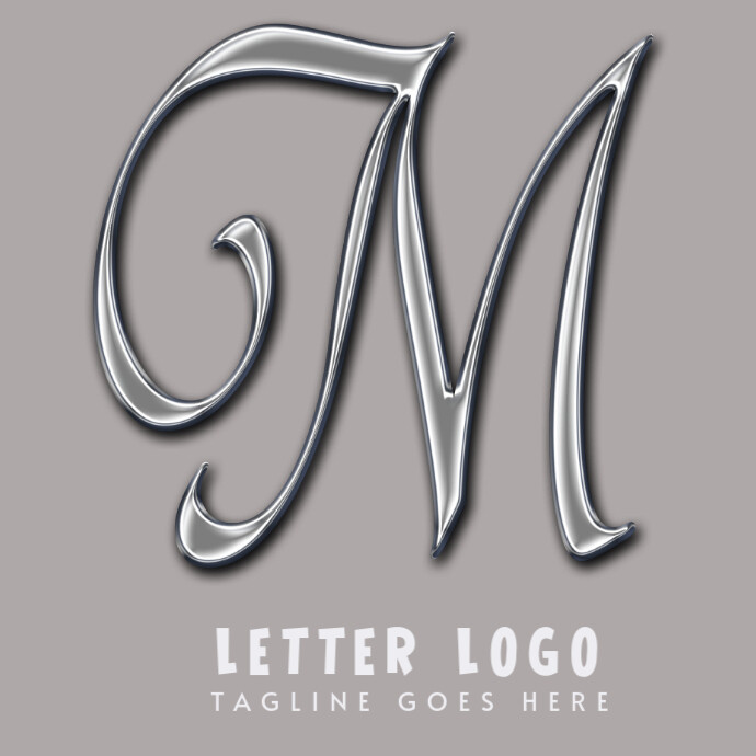 Grey Letter M Silver Logo Template | PosterMyWall