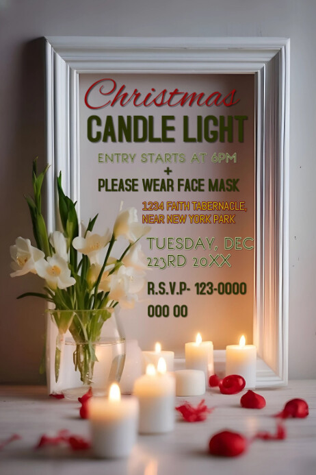 Grey List-based Christmas Candle Night Poster Template | PosterMyWall