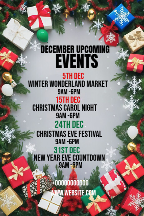 Grey List-based Christmas Upcoming Events Poster Template | PosterMyWall
