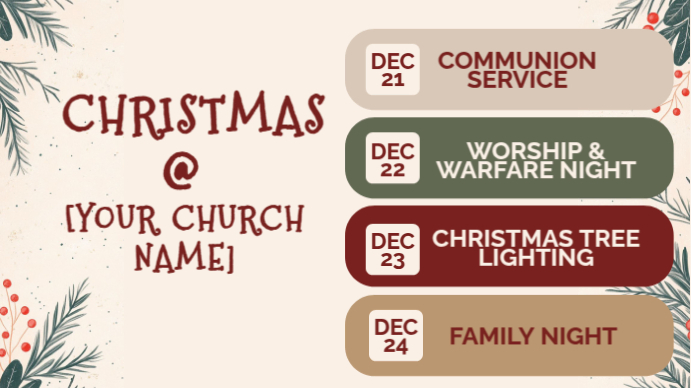 Grey List-based Church Christmas Events Digital Display (16:9) Template ...