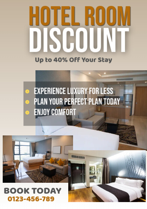 Grey List-based Hotel Room Discount A4 Templat | PosterMyWall