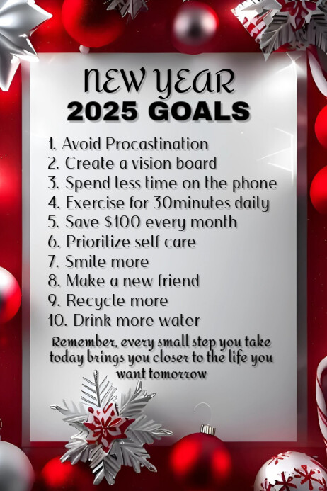 Grey List-based New Year 2025 Goals Poster Template | PosterMyWall