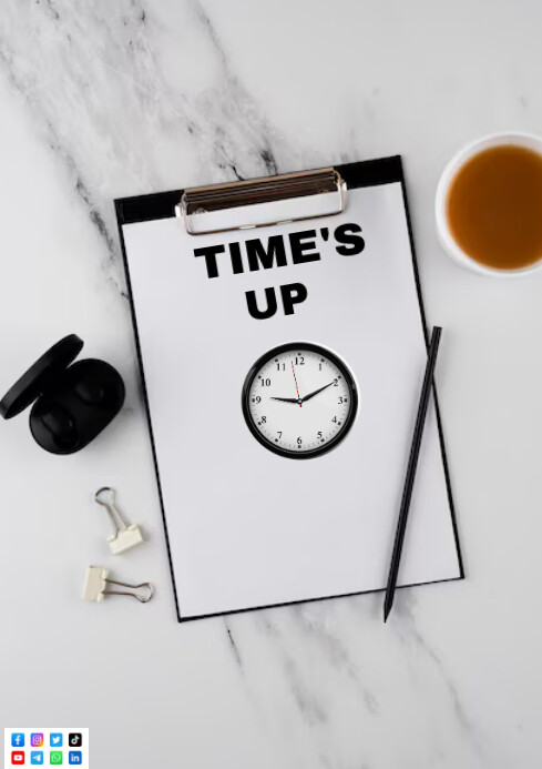 Grey List-based Time's Up A4 Template | PosterMyWall