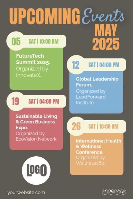 Plantilla de Grey List-based Upcoming Events Poster | PosterMyWall