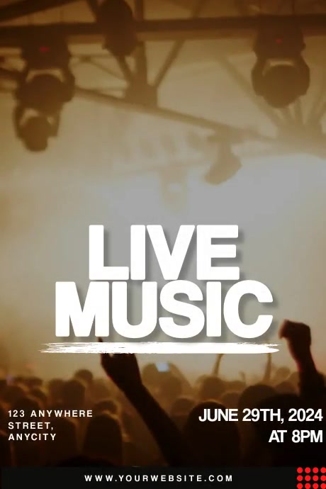 Grey Live Music Poster Template | PosterMyWall