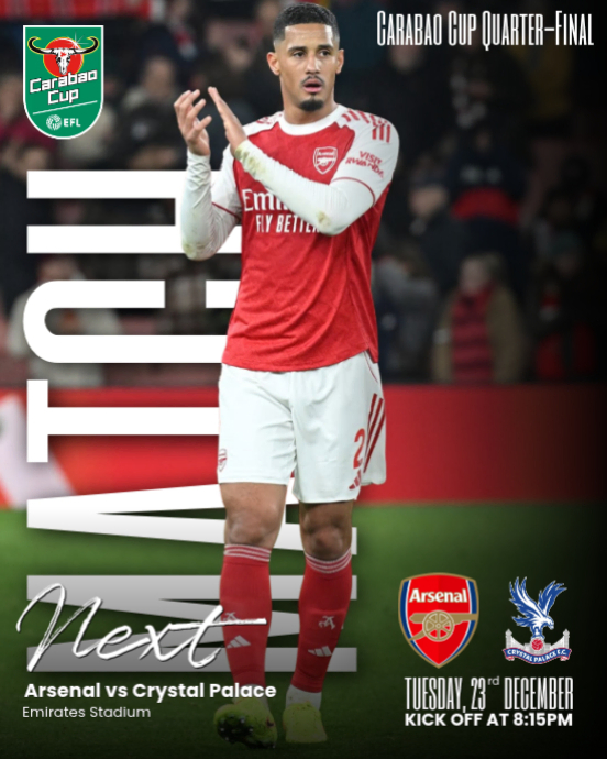 Grey Maksimalis Arsenal Vs Crystal Palace Carabao Cup Quarter-final ...