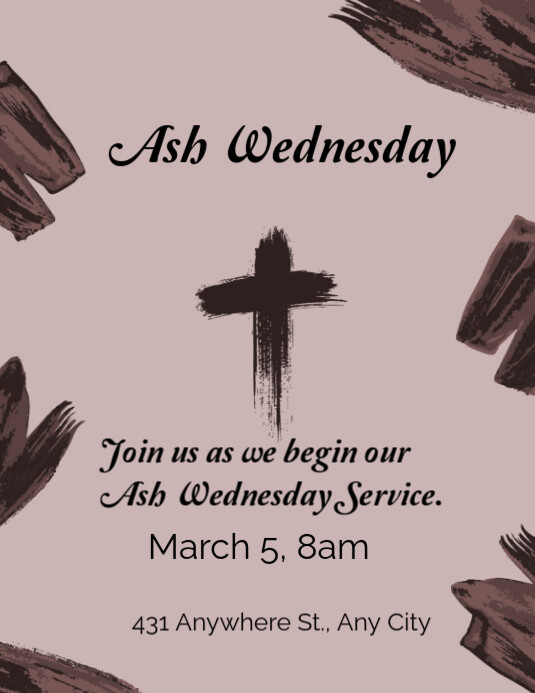 Grey Maximalist Ash Wednesday Flyer (us Letter) Template | PosterMyWall