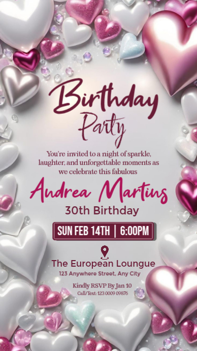 Grey Maximalist Birthday Invitation Template Instagram Story | PosterMyWall