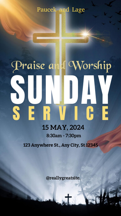 Grey Maximalist Blue Yellow Elegant Church S Template | PosterMyWall