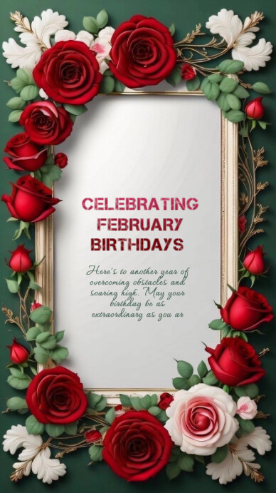 Grey Maximalist Celebrating February Birthdays Whatsapp Status Template ...
