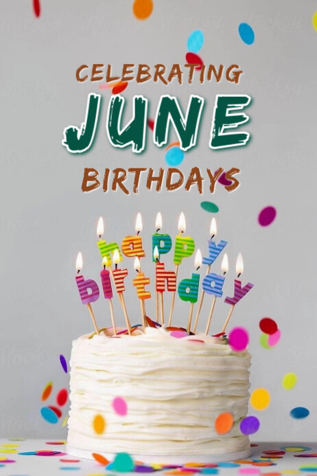 Grey Maximalist Celebrating June Birthdays Banner 4' × 6' Template ...