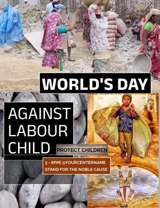 Grey Maximalist Childs Labour Flyer (us Lette Template | PosterMyWall
