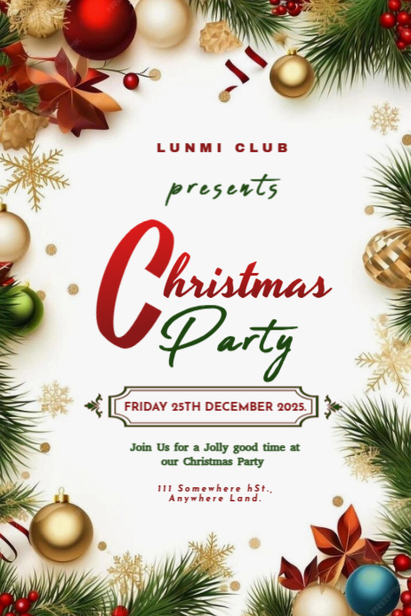 Plantilla de Grey Maximalist Christmas Dinner Party Banner 4' × 6 ...