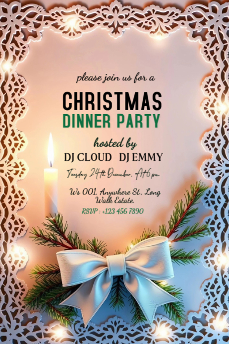 Plantilla de Grey Maximalist Christmas Dinner Party Invitation Banner 4 ...