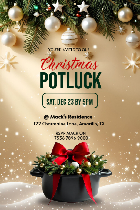 Grey Maximalist Christmas Potluck Poster Template | PosterMyWall