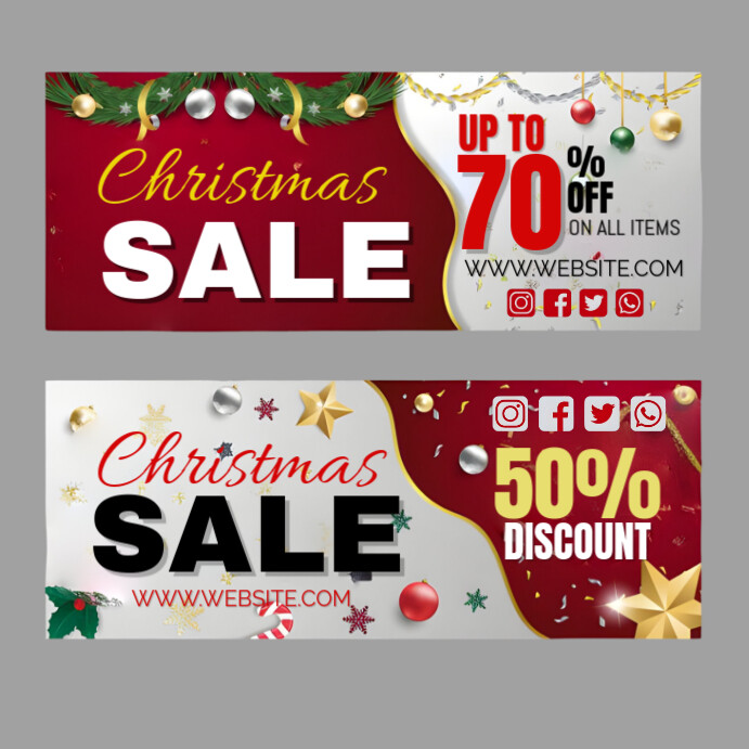 Grey Maximalist Christmas Sale Voucher Instagram Post Template ...