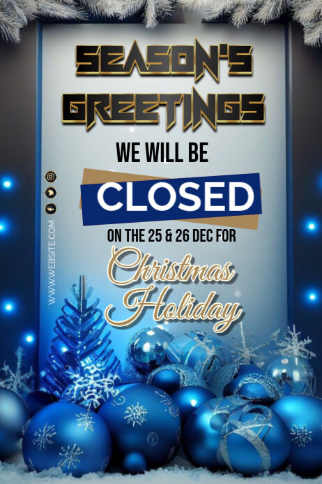 Copy of Grey Maximalist Closed For Holidays Poster | PosterMyWall