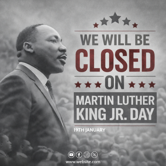 Grey Maximalist Closed For Mlk Day Template Instagram Post | PosterMyWall