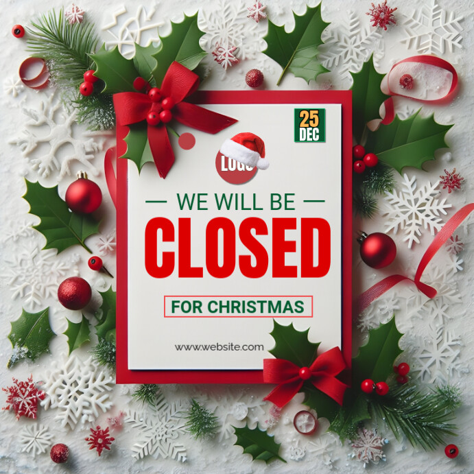 Grey Maximalist Closed For The Holidays Square (1:1) Template | PosterMyWall