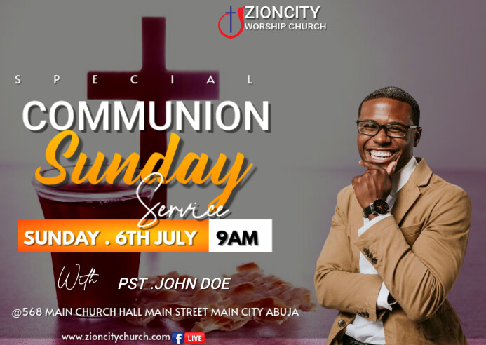 Grey Maximalist Communion Sunday Service Postcard Template | PosterMyWall