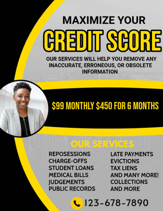 Copy of Grey Maximalist Credit Score Flyer (us Letter | PosterMyWall