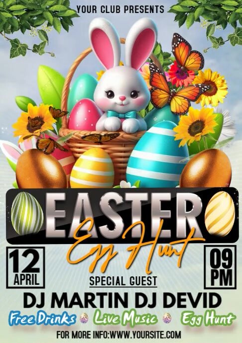 Grey Maximalist Easter Egg Hunt A3 Template | PosterMyWall